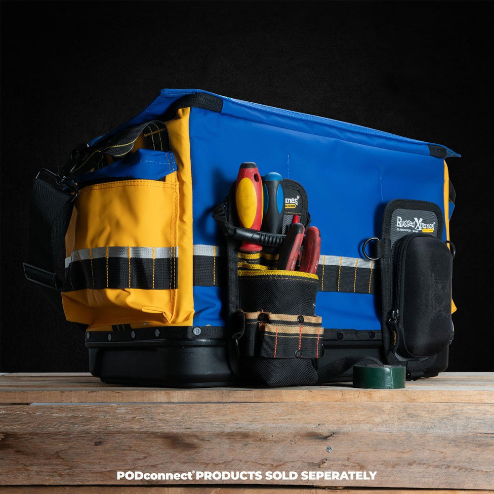 Rugged Xtremes Professional Tool Bag - Hard Base | Yellow/Blue